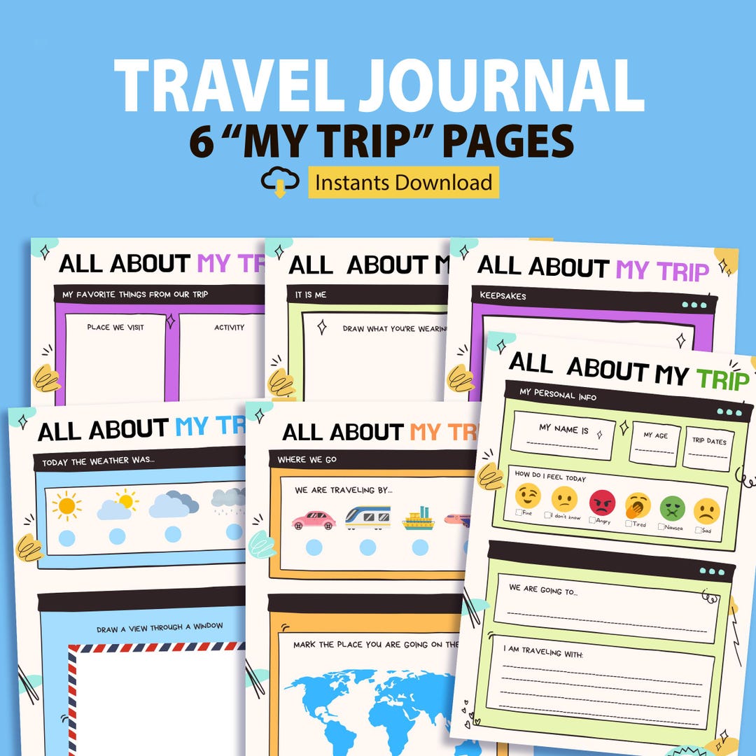 Kids Vacation Travel Journal: Printable Holiday Memory Book (PDF ...