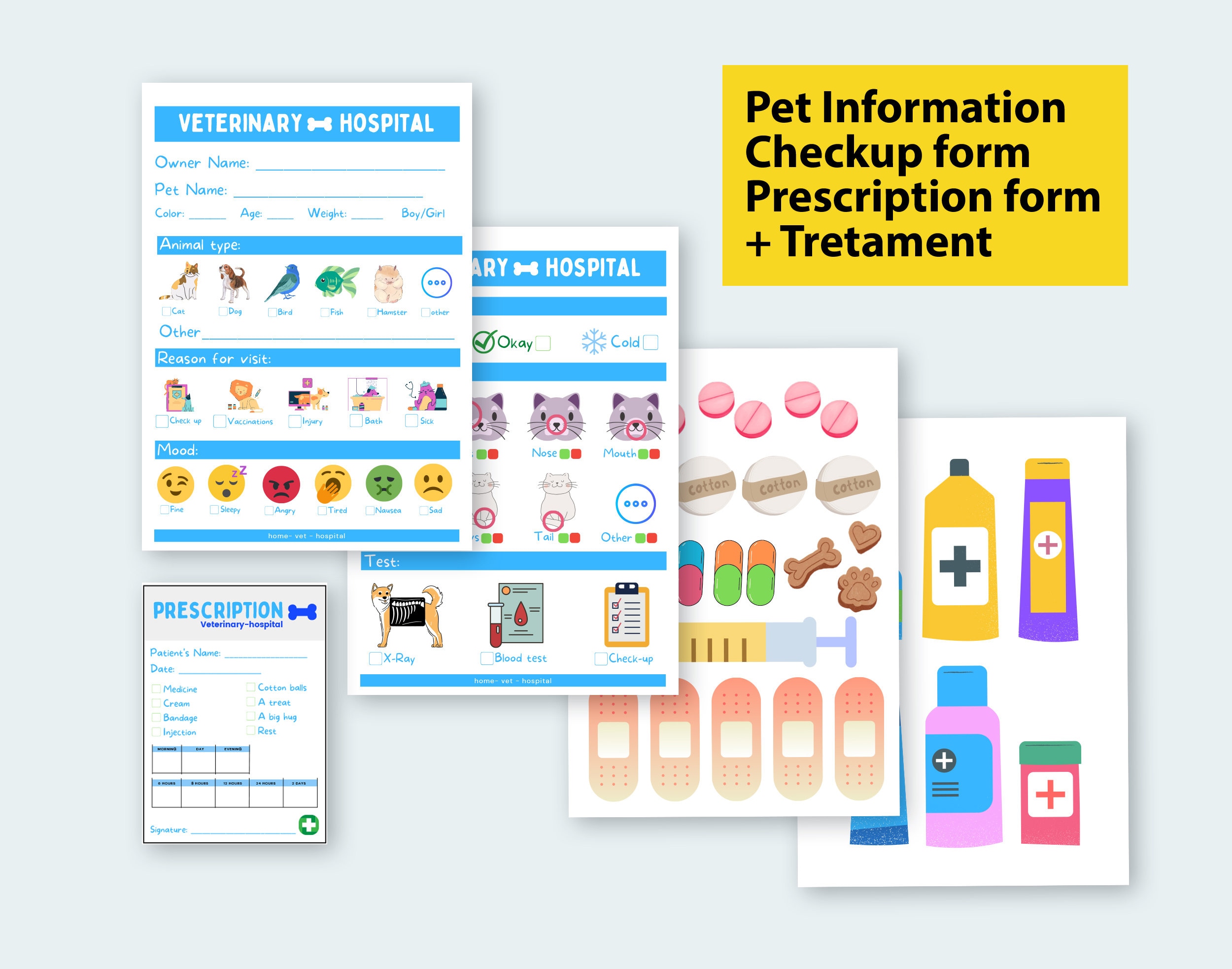 Printable Vet Clinic Dramatic Play Set: Pretend Play for Kids (A4 ...