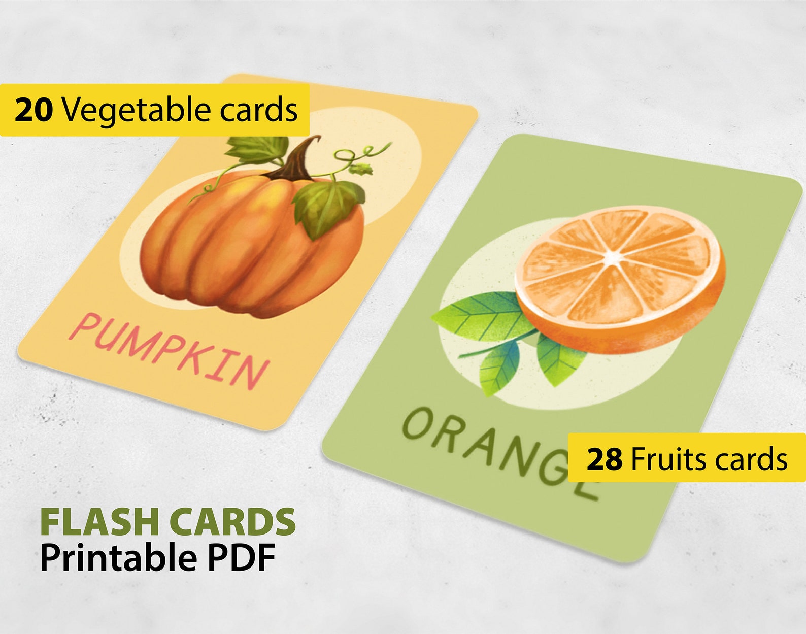 48 Fruit and Vegetable Flashcards Printable Practice Matching - Etsy