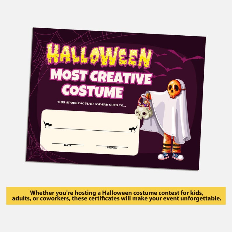 10 Halloween Costume Award Printable Certificate, Halloween Certificate ...