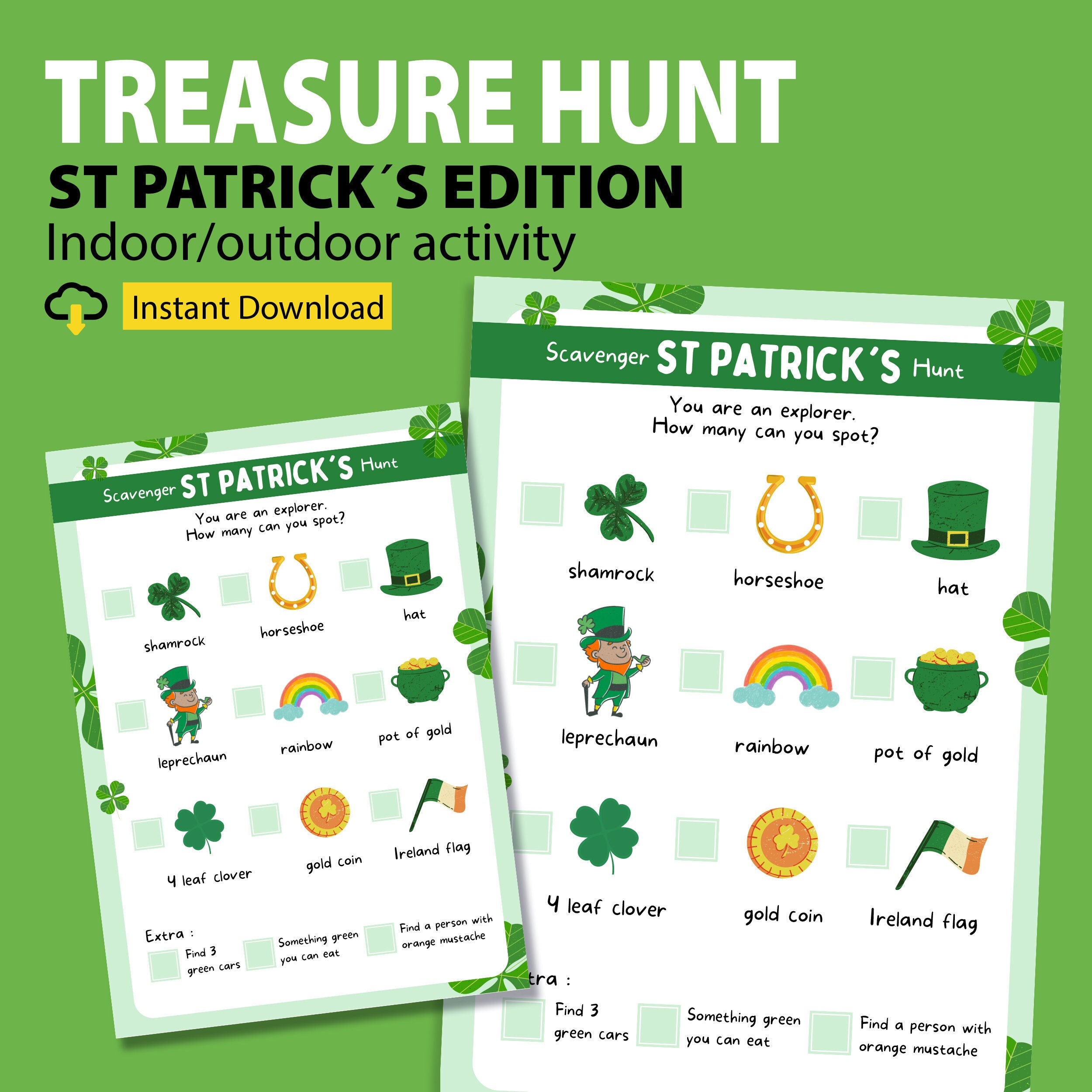 St Patricks Scavenger Hunt Printable, Leprechaun Treasure Hunt, St ...