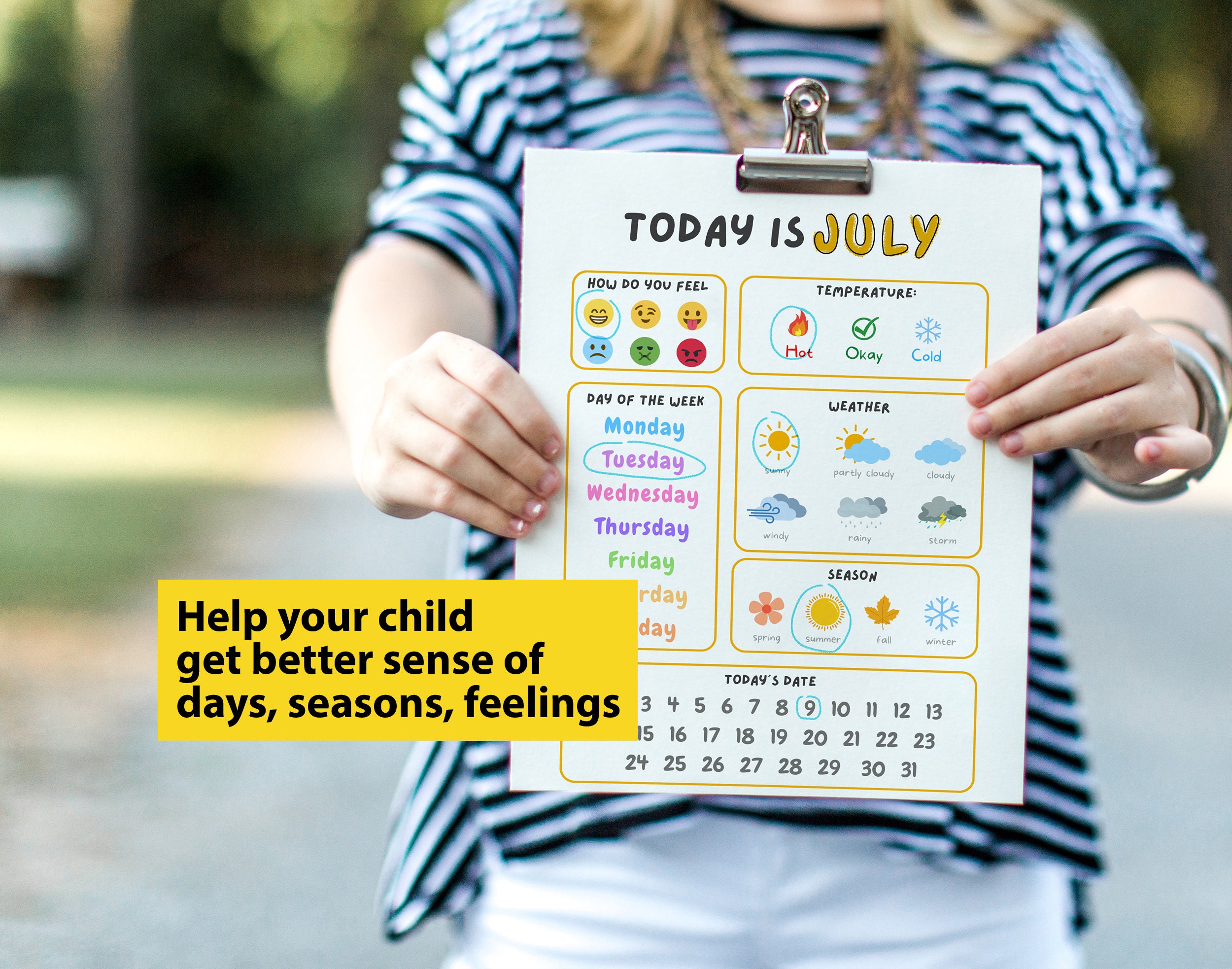 Kids Morning Board Printable, Kids Daily Calendar for Morning Routine ...