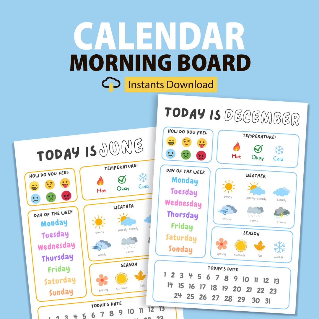 Homeschool Morning Board Calendar Printable, Homeschool Morning Board ...