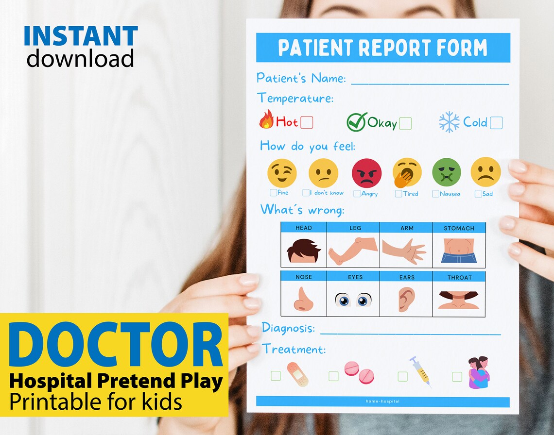 Doctors and Nurses Pretend Play Printable for Kids, Doctor Forms ...