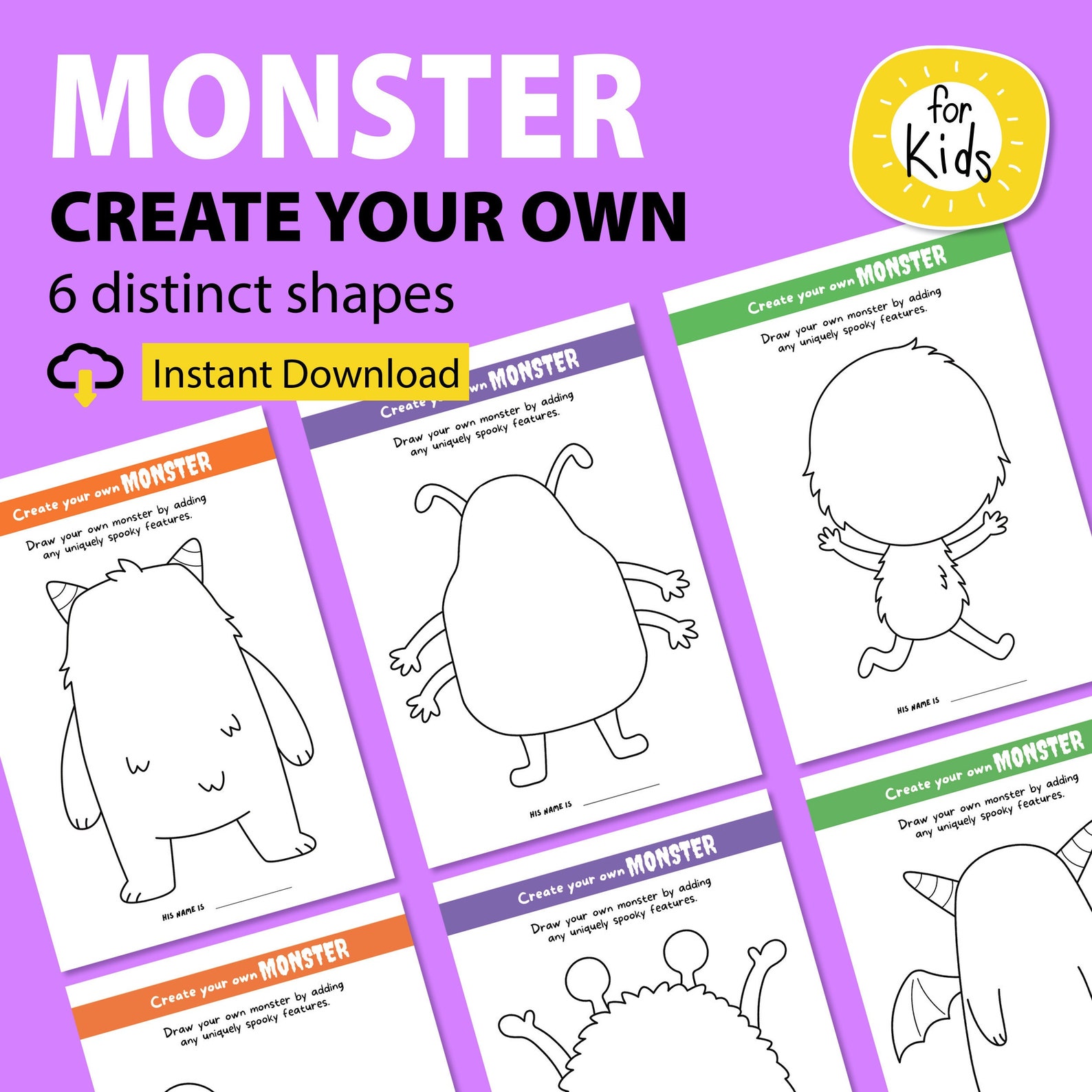 Create Your Own Monster Printable Template for Kids, Halloween Coloring ...