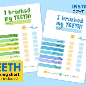 Teeth Brushing Chart for Kids, I Brushed My Teeth Chart , Toddler ...