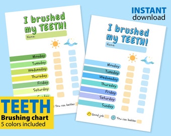 I Brushed My Teeth Chart, Tooth Brushing Chart , Toddler Reward Chart ...