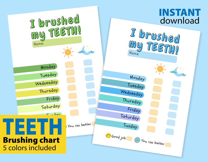 Teeth Brushing Chart for Kids, I Brushed My Teeth Chart , Toddler ...