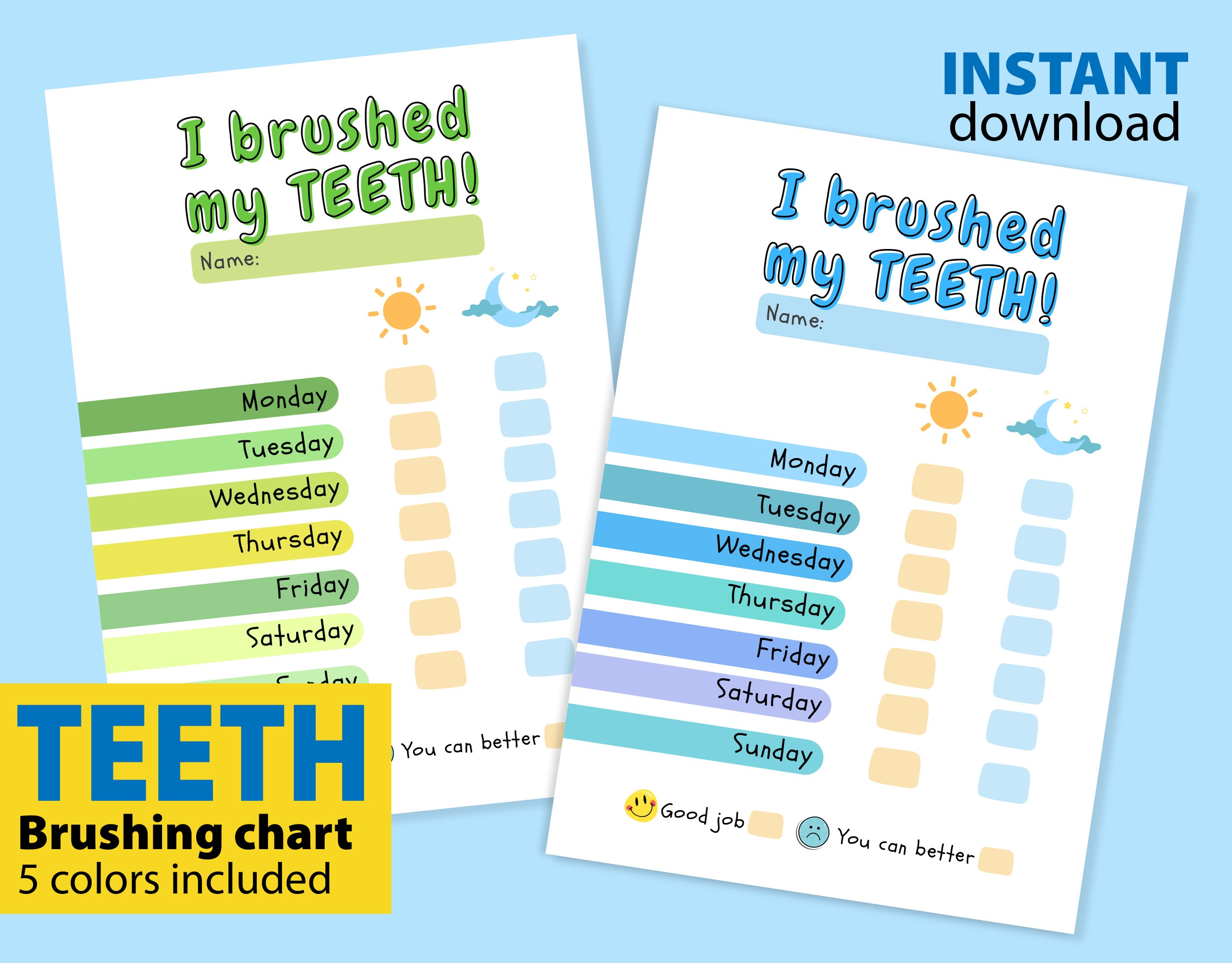 Teeth Brushing Chart for Kids, I Brushed My Teeth Chart , Toddler ...