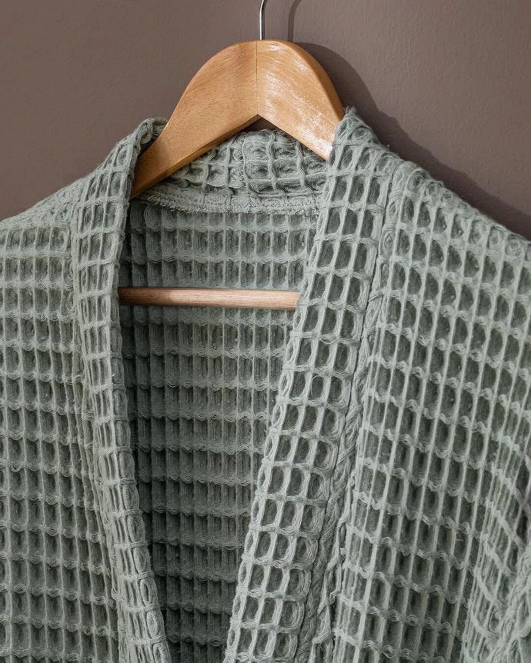 Kimono Bamboo Pique Bathrobe khaki Wide Sleeve Boho Kaftan Dress ...