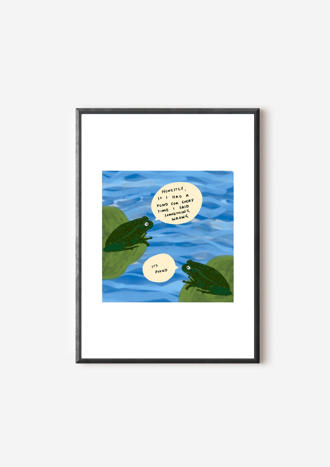 Pond Puns Print, Frog Art, A4 Size Wall Art, Poster, Humour, Cool Art ...
