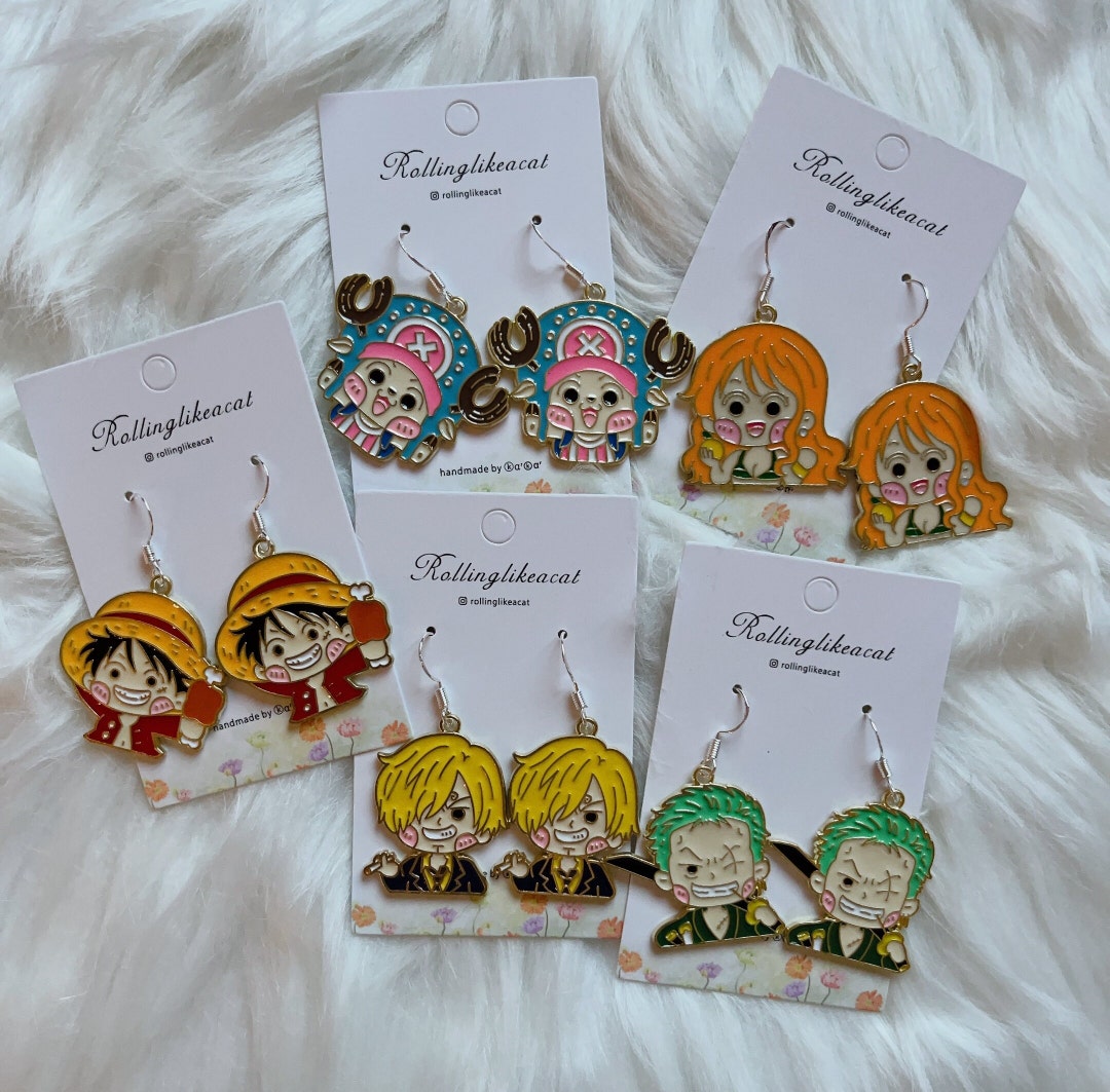 Handmade One Piece-inspired Earrings for Mugiwara Fans Luffy, Chopper ...