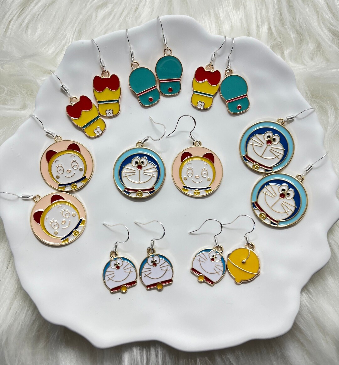 Handmade Doraemon Earrings - Etsy UK