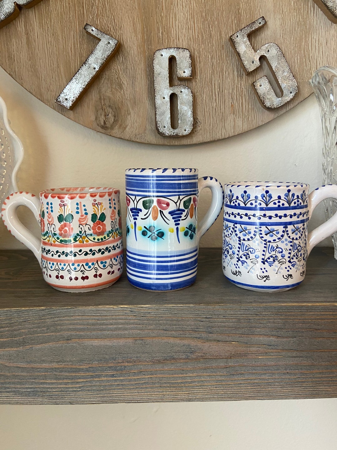 Vintage Puente Pottery Mugs From Spain All Signed Handpainted - Etsy