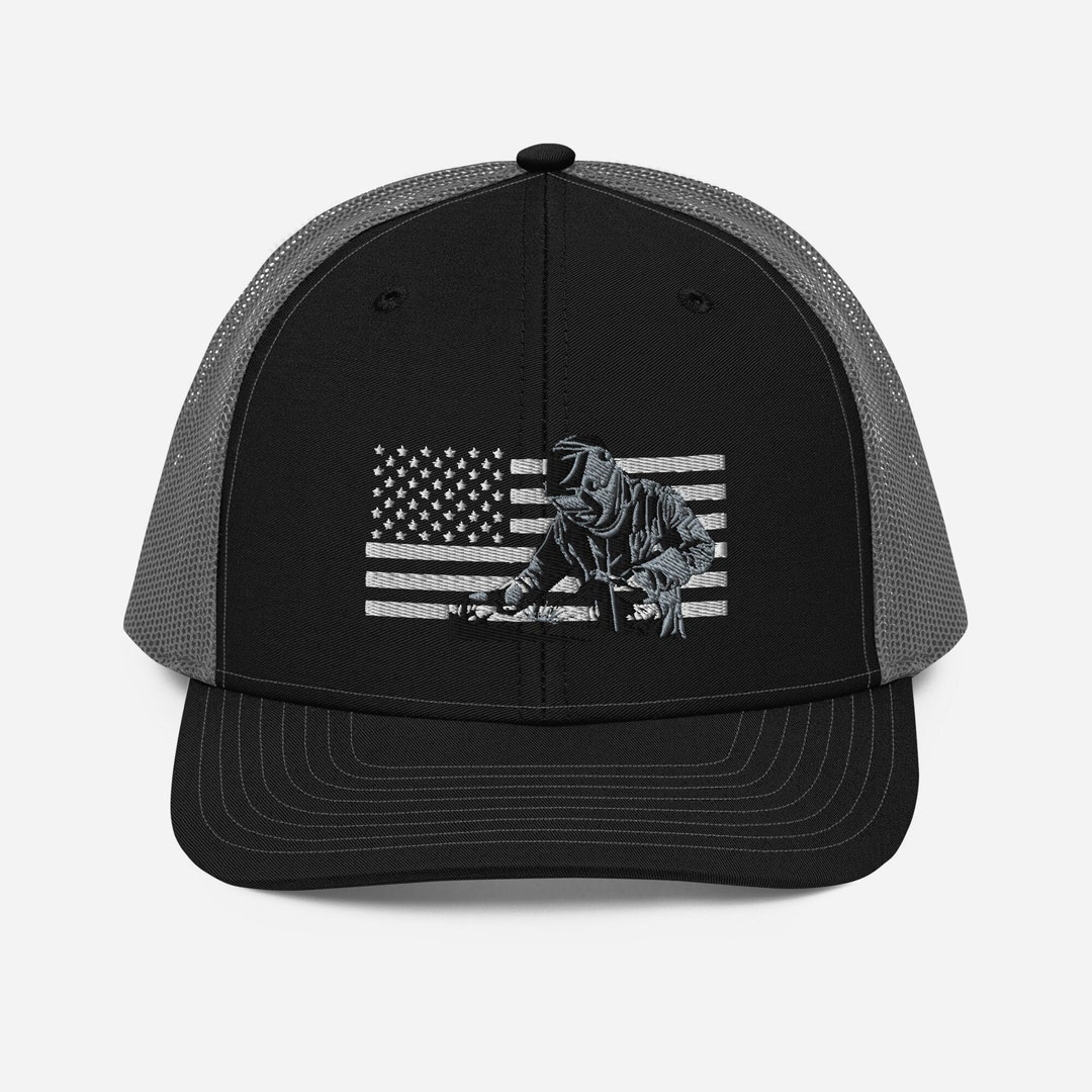 Embroidered Welder Trucker Hat: American Flag Richardson 112 Snapback ...