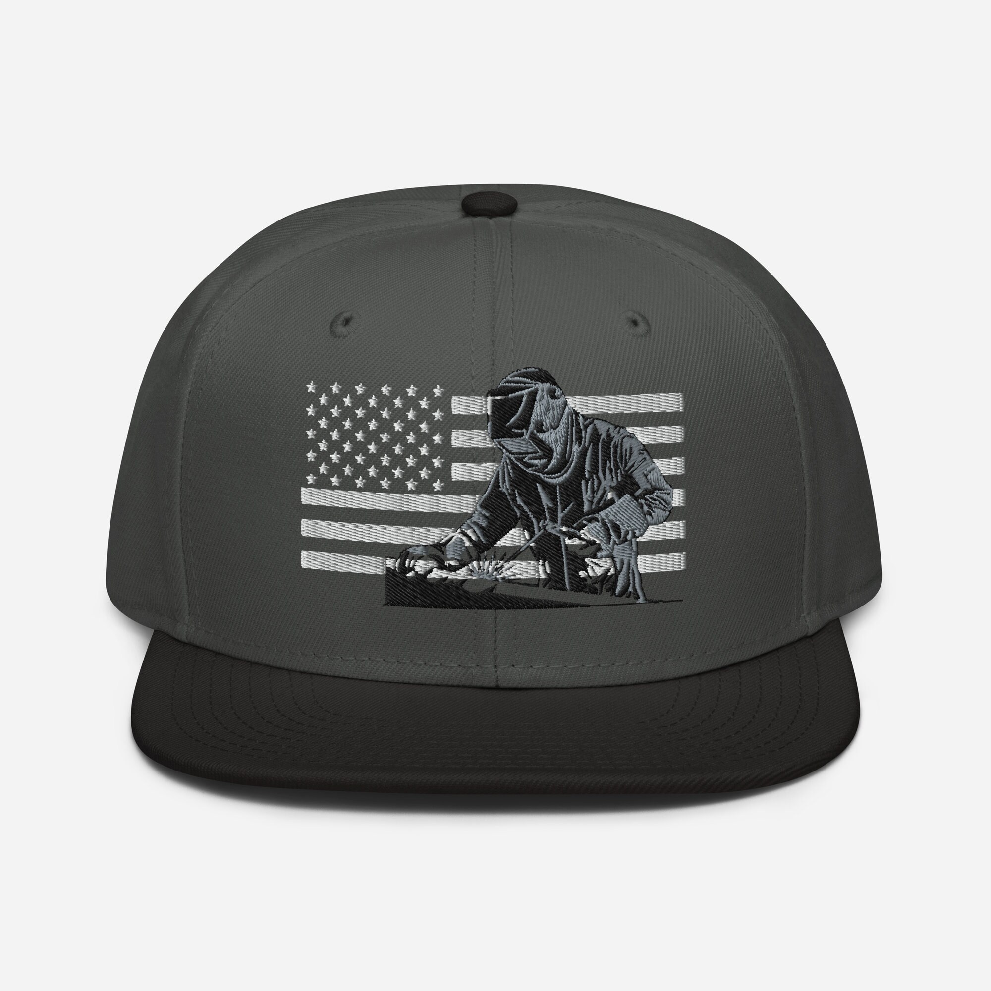 Embroidered Welder Snapback Hat: American Flag Flatbill Cap - Etsy