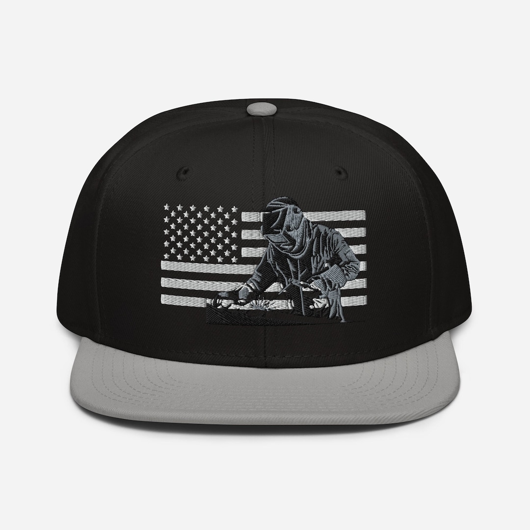 Embroidered Welder Snapback Hat: American Flag Flatbill Cap - Etsy