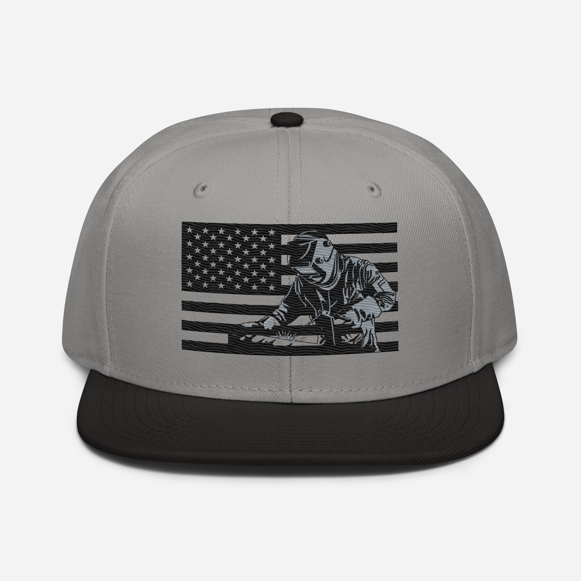 Embroidered Welder Snapback Hat: American Flag Flatbill Cap - Etsy