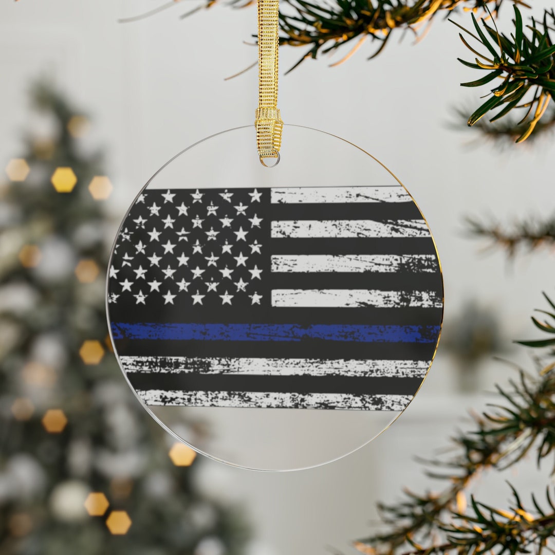Thin Blue Line Ornament, Thin Blue Line Gift, Christmas Ornament, Thin ...