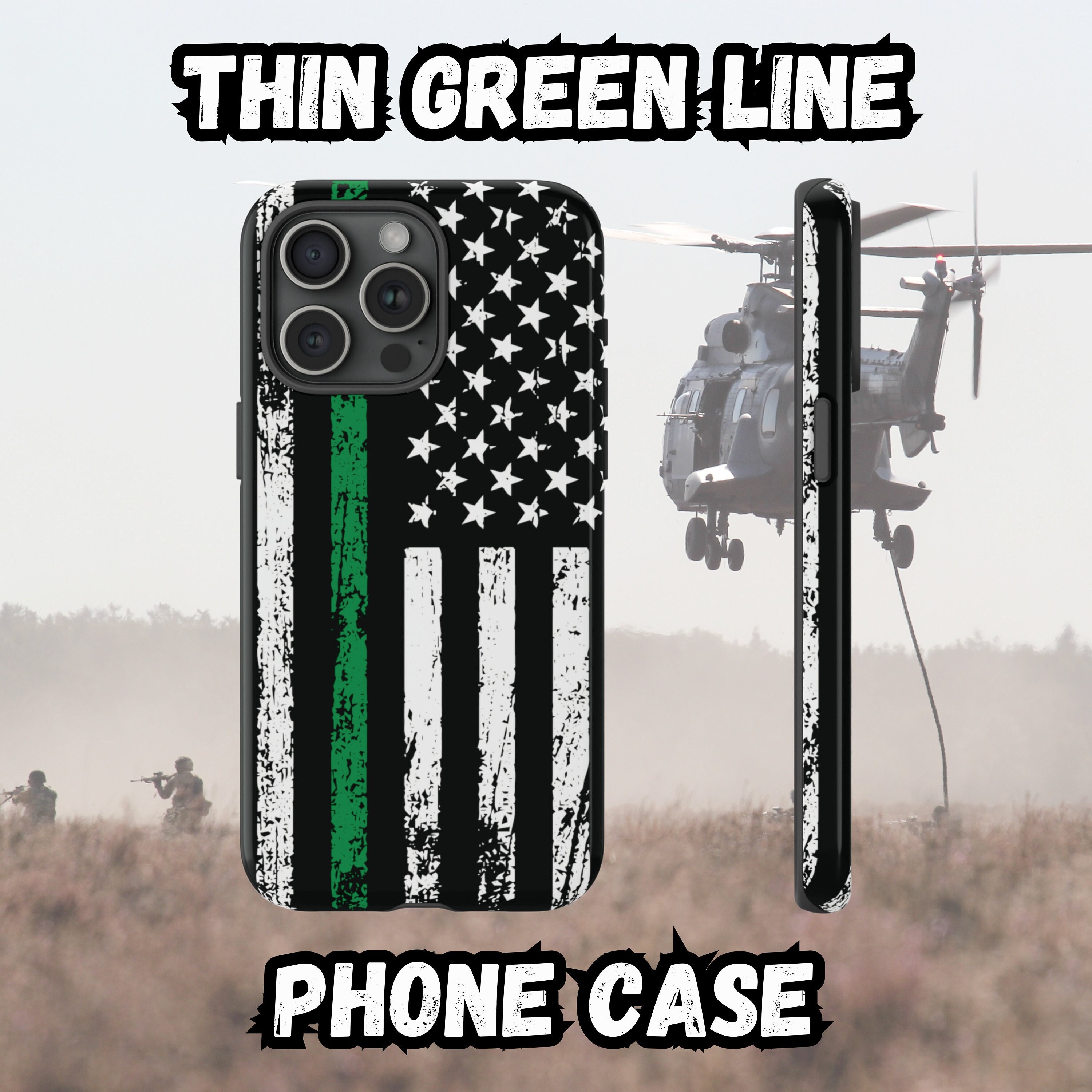 Thin Green Line Phone Case, Impact-resistant Phone Case, iPhone 15 Case ...