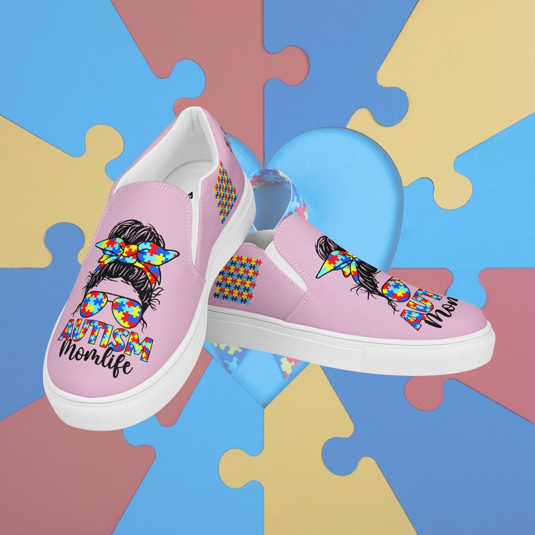 Autism Momlife Canvas Shoes: Puzzle Piece Design, Personalized Shoes - Etsy