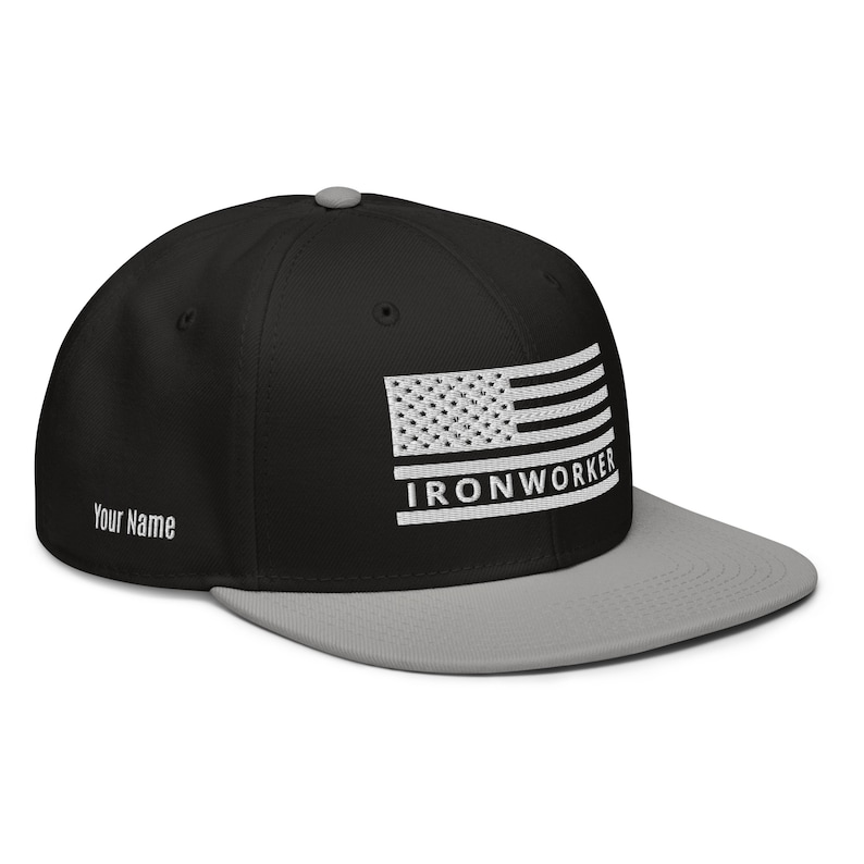 Embroidered American Flag Ironworker Hat - Personalized Snapback - Etsy