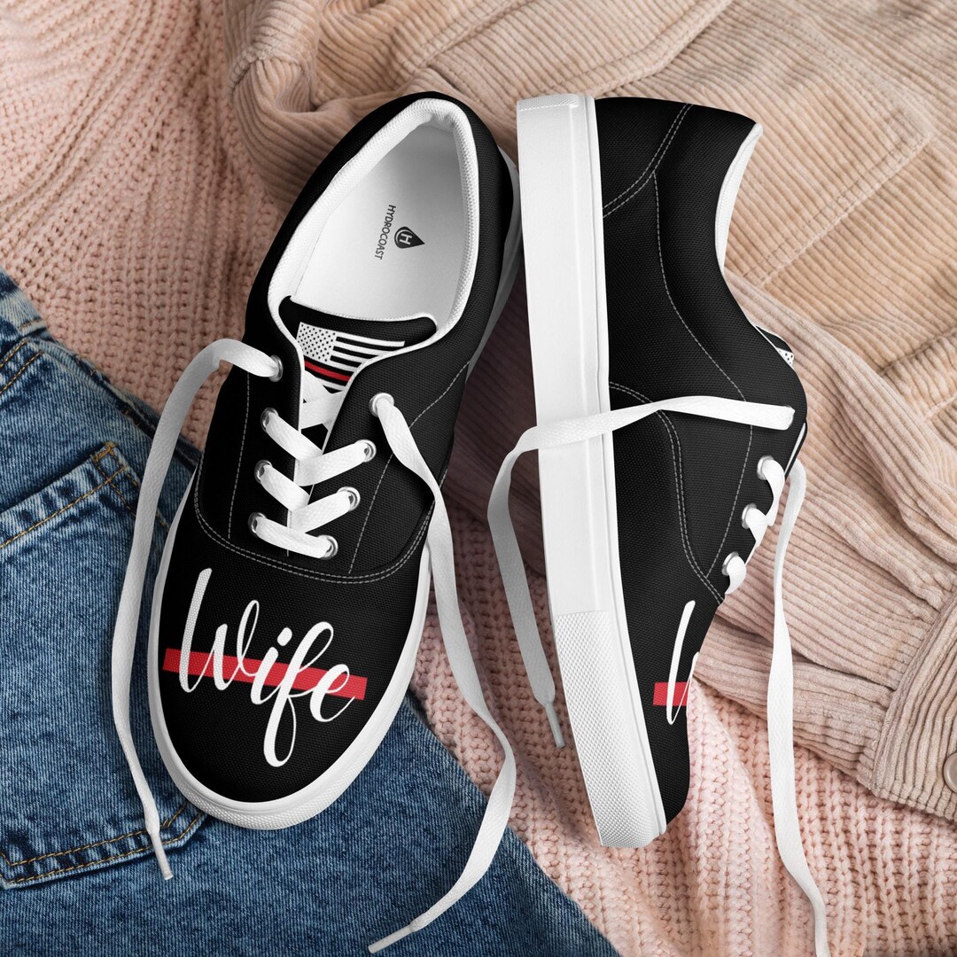 Women's Thin Red Line Canvas Shoes: Firefighter Wife Gift - Etsy