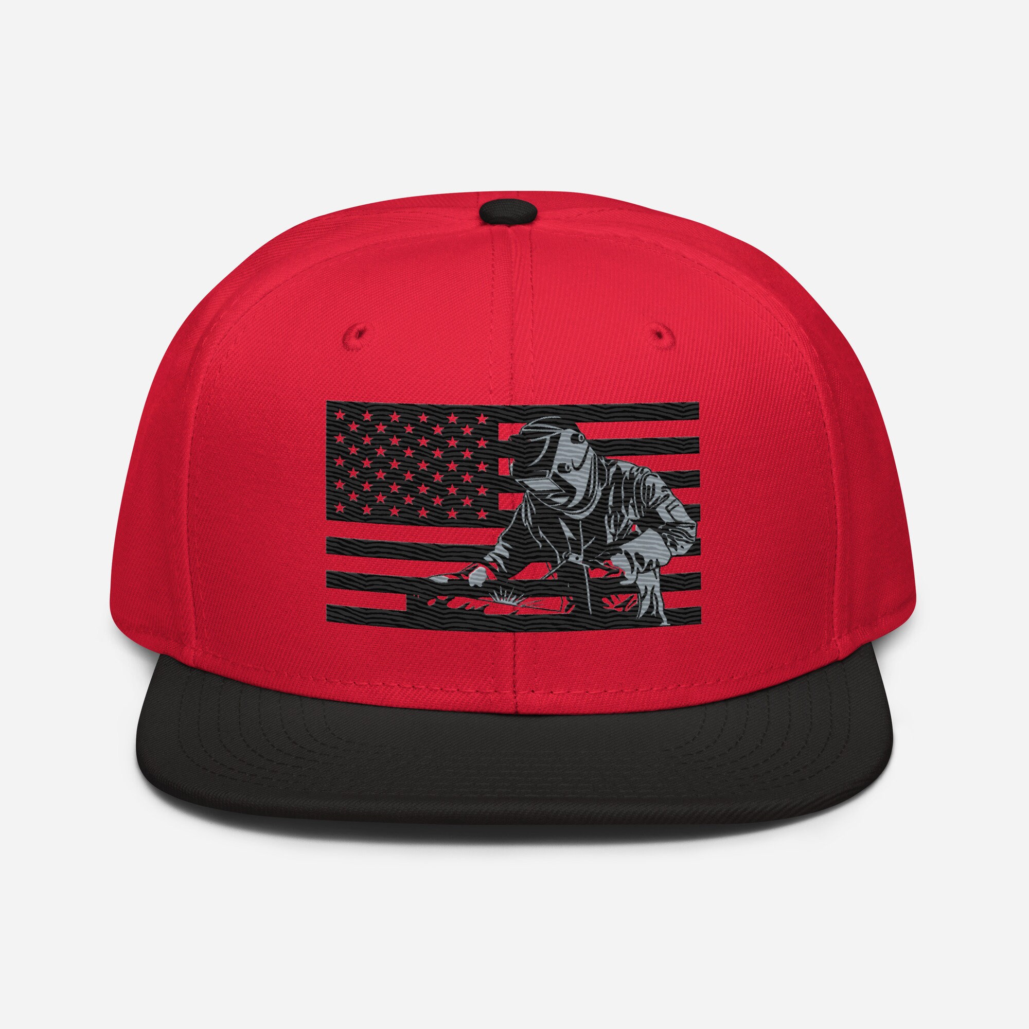 Embroidered Welder Snapback Hat: American Flag Flatbill Cap - Etsy