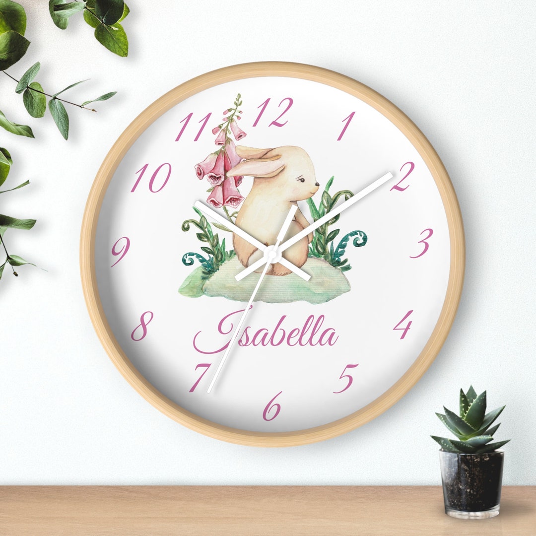 Personalized Bunny Rabbit Clock Child's Bedroom Custom Forest Creature ...
