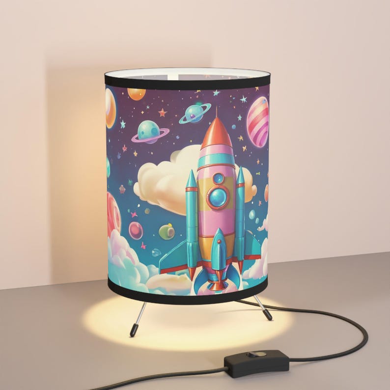 Space-themed Rocket Ship Lamp for Kids - Night Light Boys Room Gift - Etsy