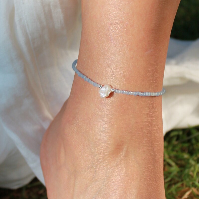 Aquamarine Anklet - Etsy
