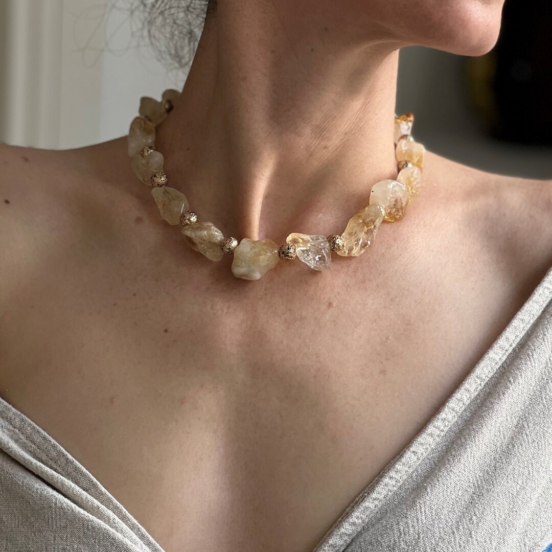 Citrine Rock Necklace Handmade Gemstone Necklace Healing Stone ...