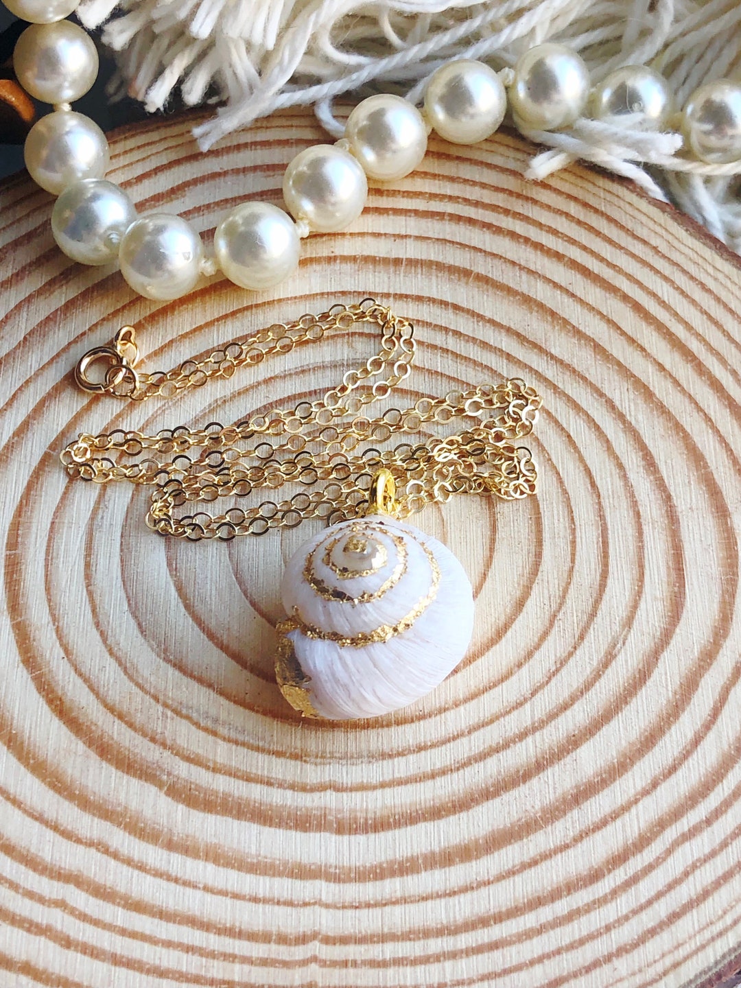 Uintah Snail Shell With Gold Filagree Necklace - Etsy