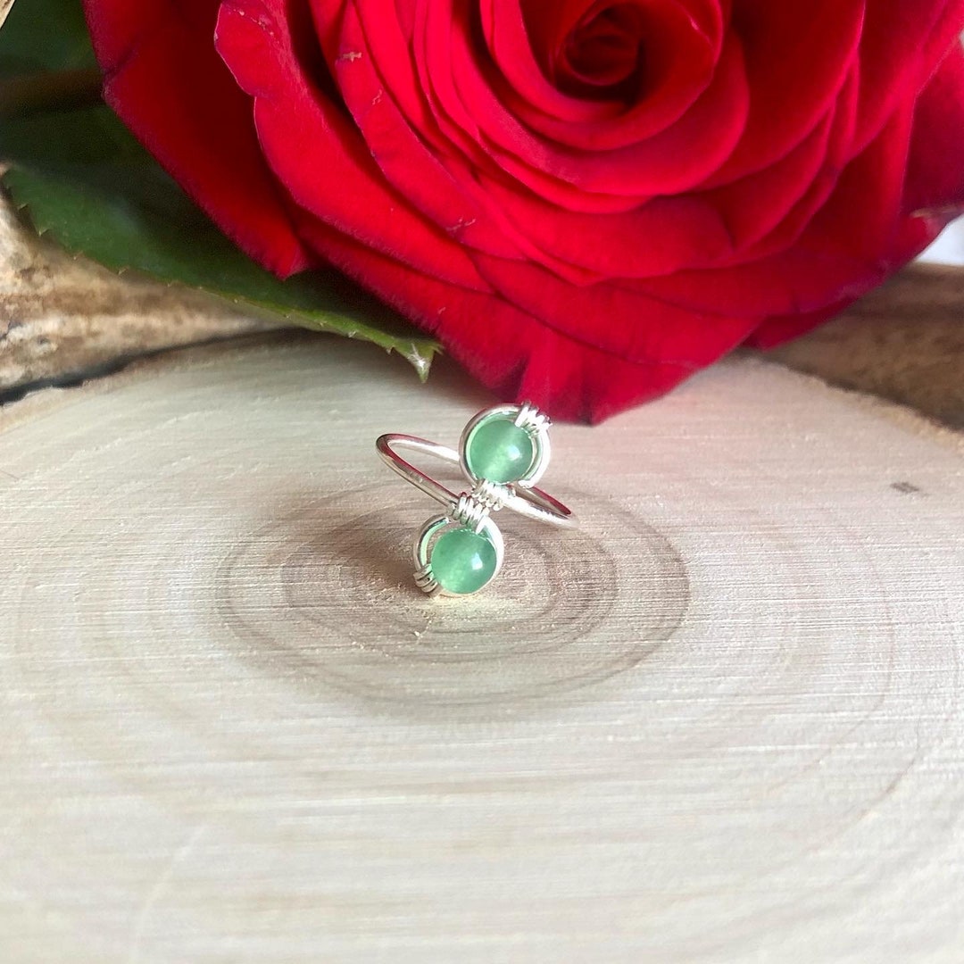 Green Adventurine & Sterling Silver Ring/toe Ring - Etsy