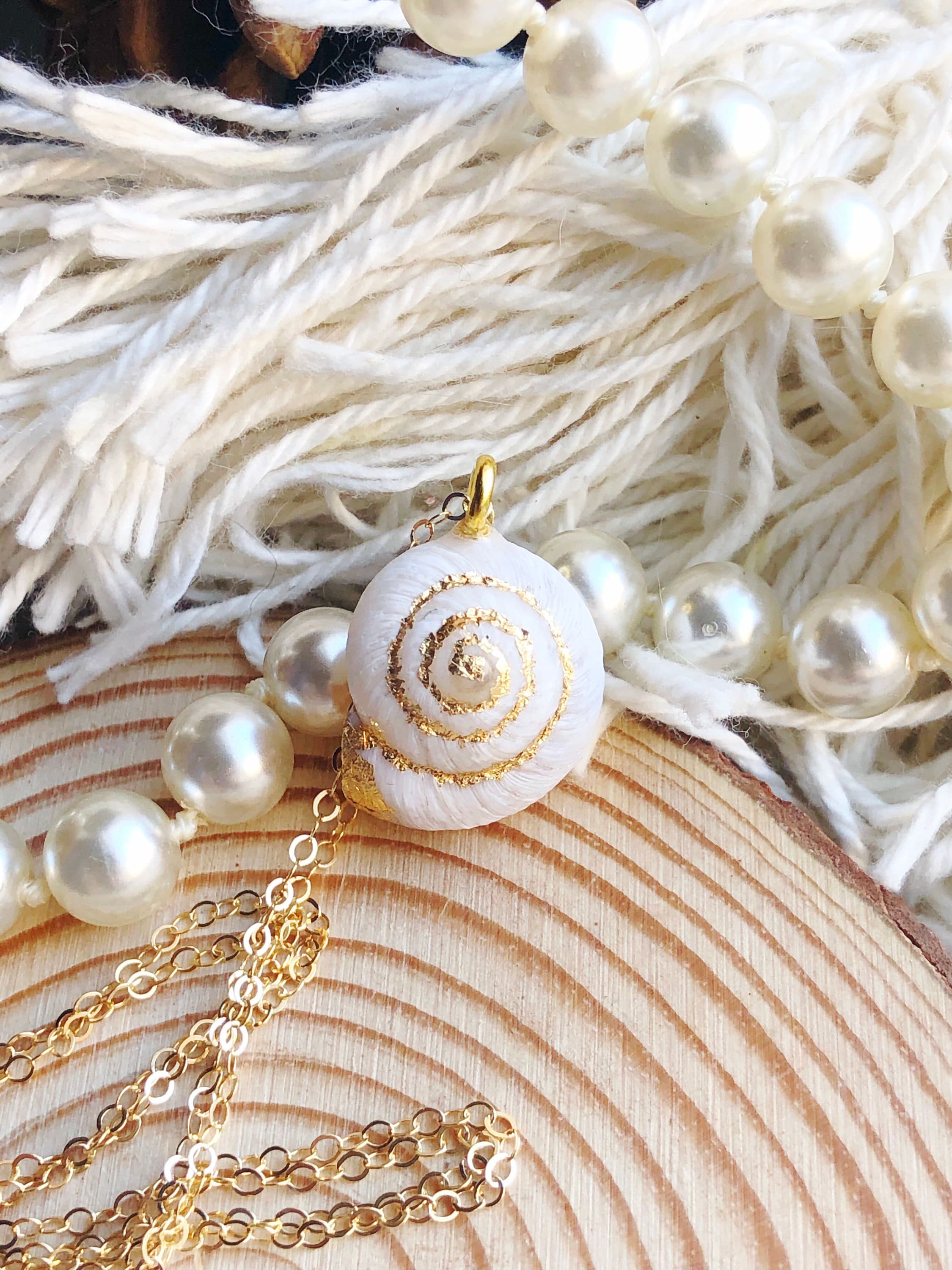 Uintah Snail Shell With Gold Filagree Necklace - Etsy