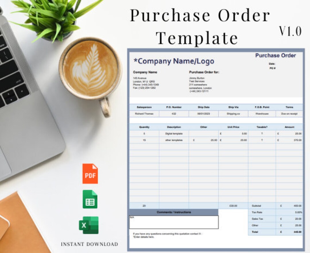 Purchase Order Purchase Order Template Purchase Order Form Purchase ...
