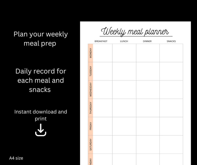 Weekly Meal Plan & Grocery List Printable Templates - Etsy