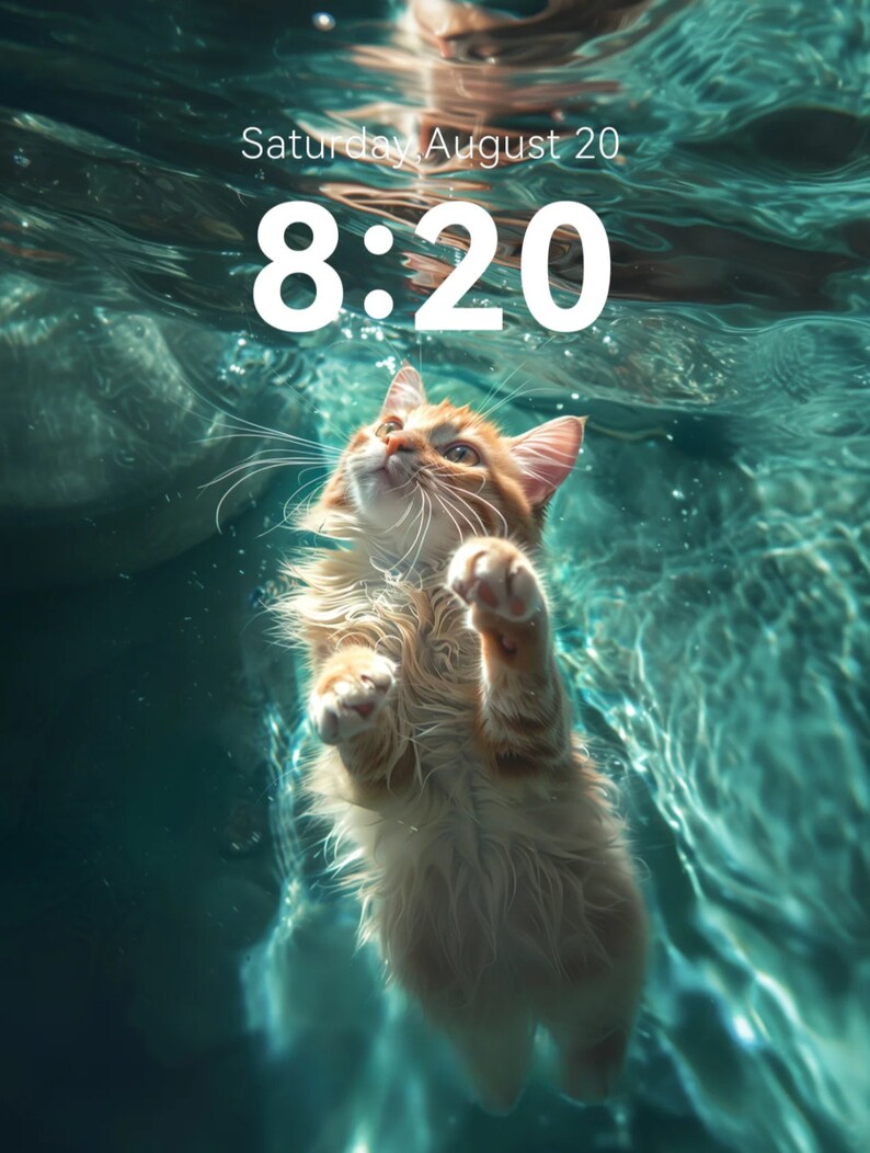 Cat Swim Wallpaper | iPhone Wallpaper | Creative Wallpaper | Digital ...
