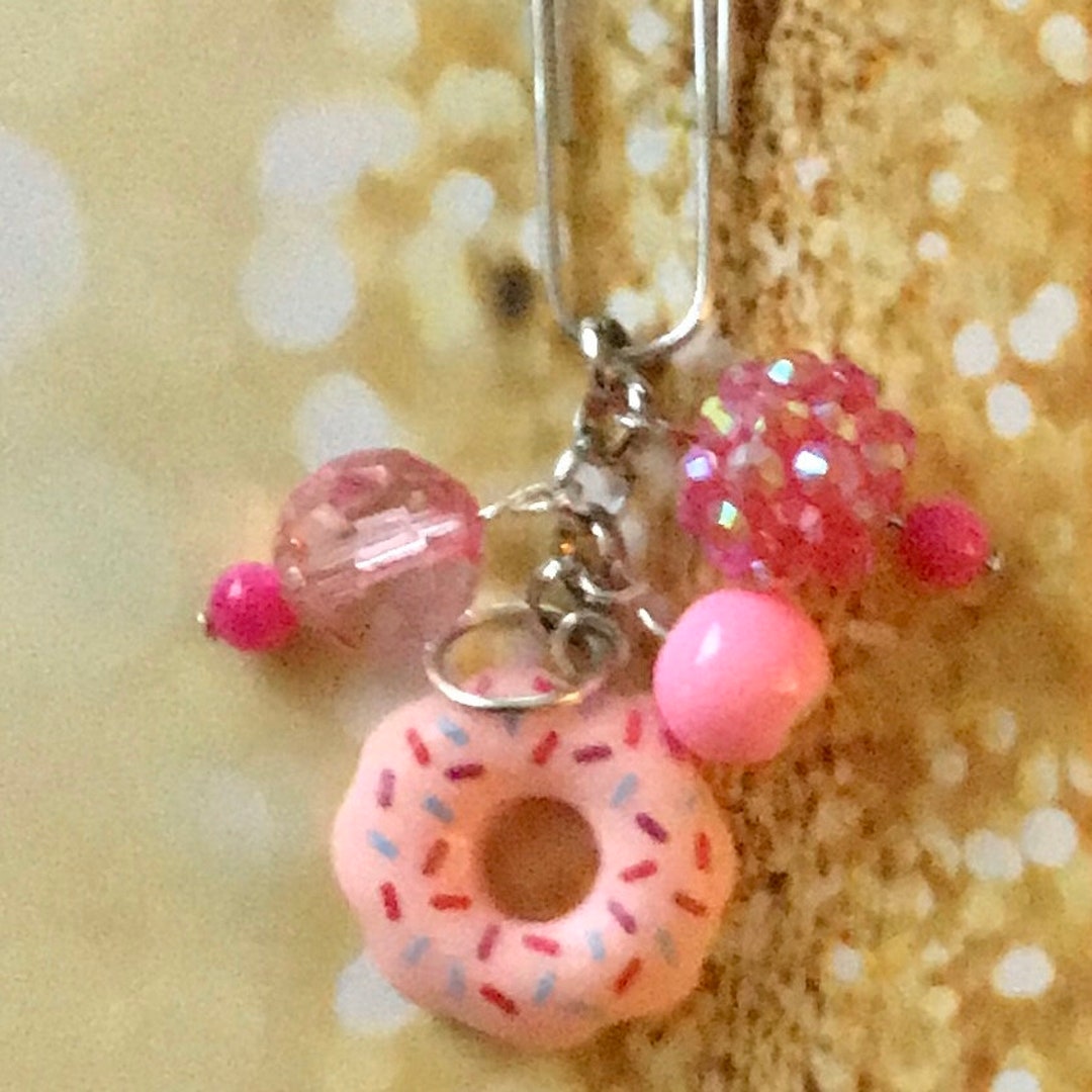 Beaded Paper Clip, Donut Charm and Bright Colorful Beads and Silver ...