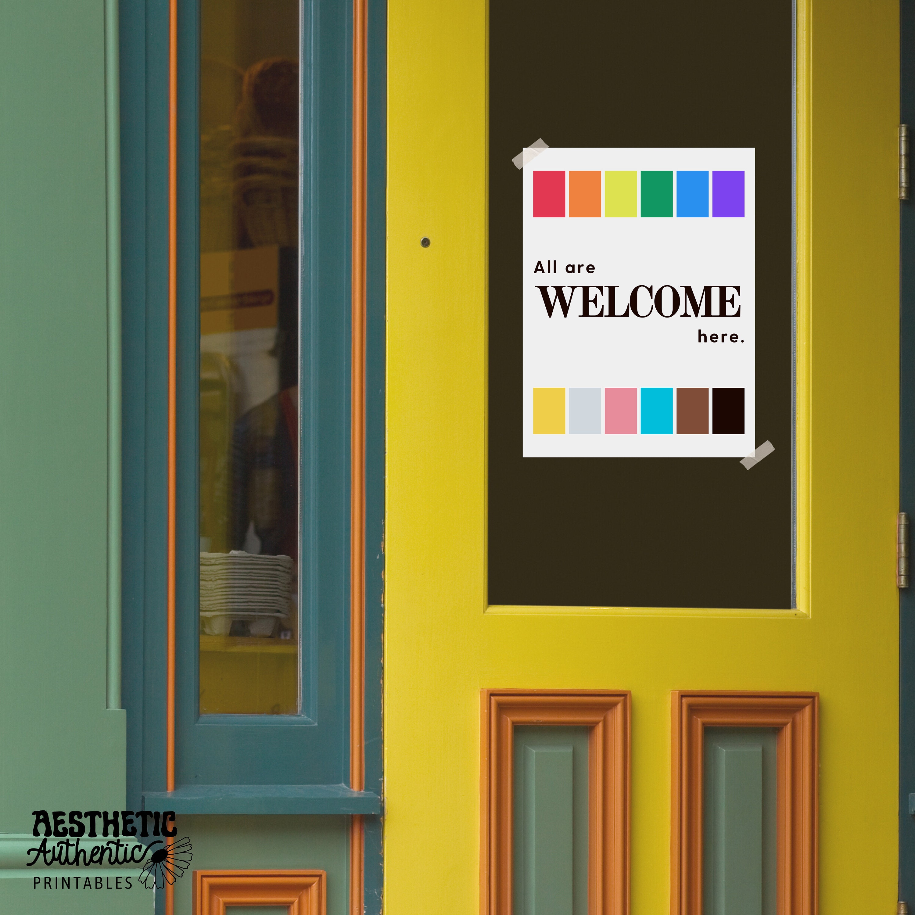 LGBTQ+ Welcome Sign Printable All Are Welcome Here Wall Art Inclusive ...