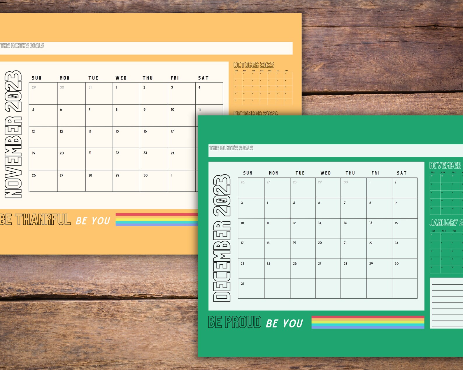 2023 Rainbow Inspirational Calendar Printable 12 Months Each - Etsy