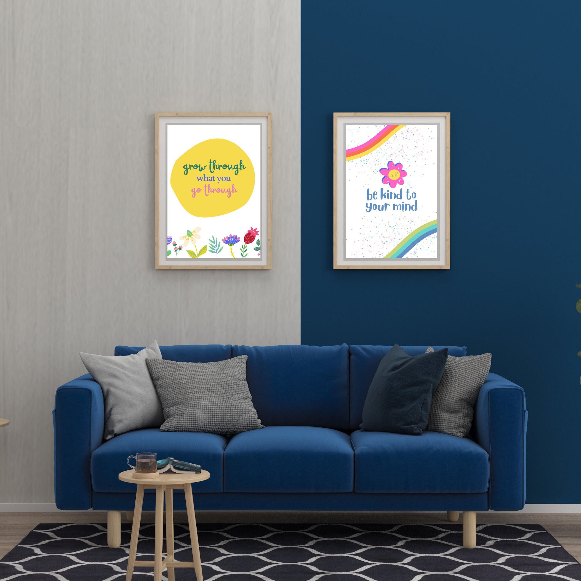 Cute Wall Art Set Printable Retro Posters Motivational Groovy Prints ...