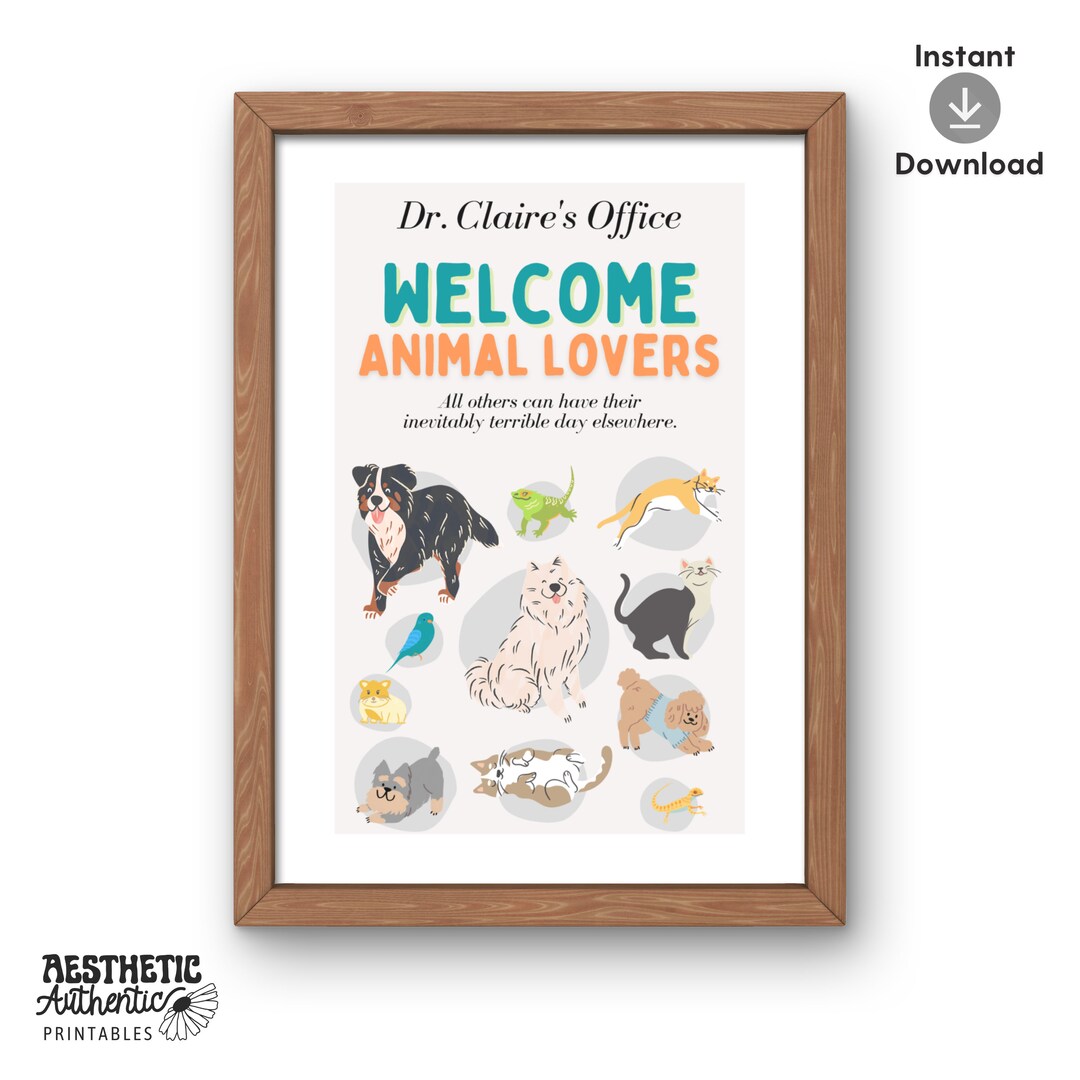 Personalized Animal Lovers Printable Sign | Pet Lovers Gift for Home ...