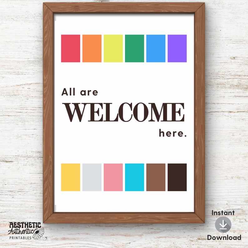 LGBTQ+ Welcome Sign Printable All Are Welcome Here Wall Art Inclusive ...