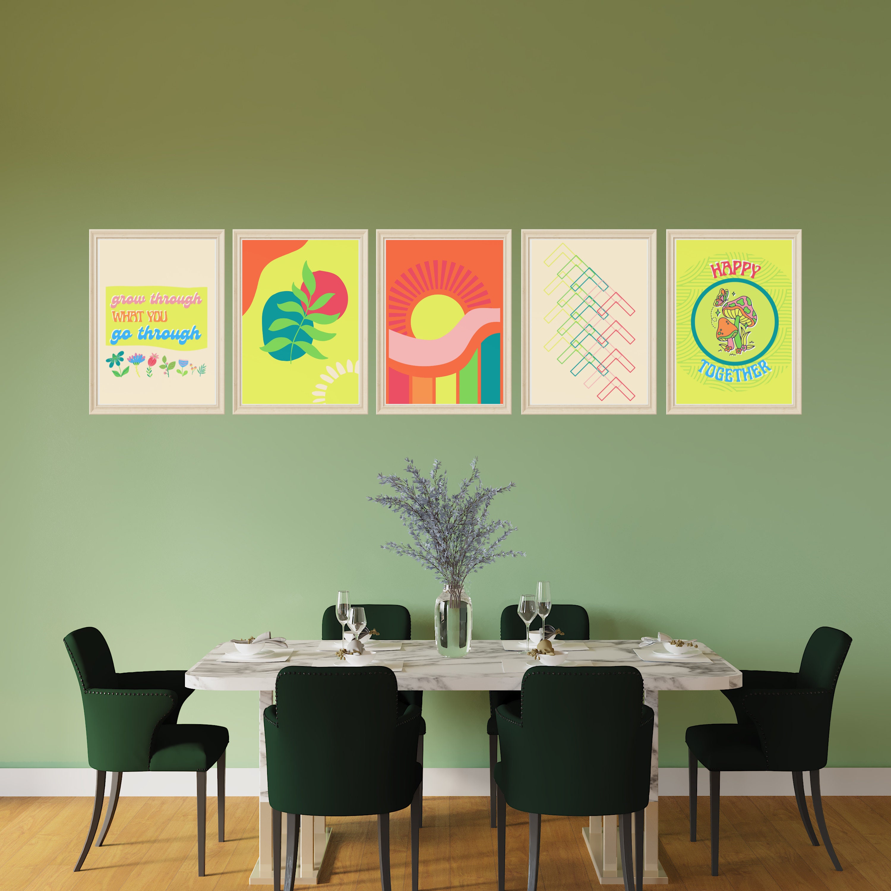 Retro Colorful Wall Art HUGE Bundle Bright Maximalist Groovy Posters ...