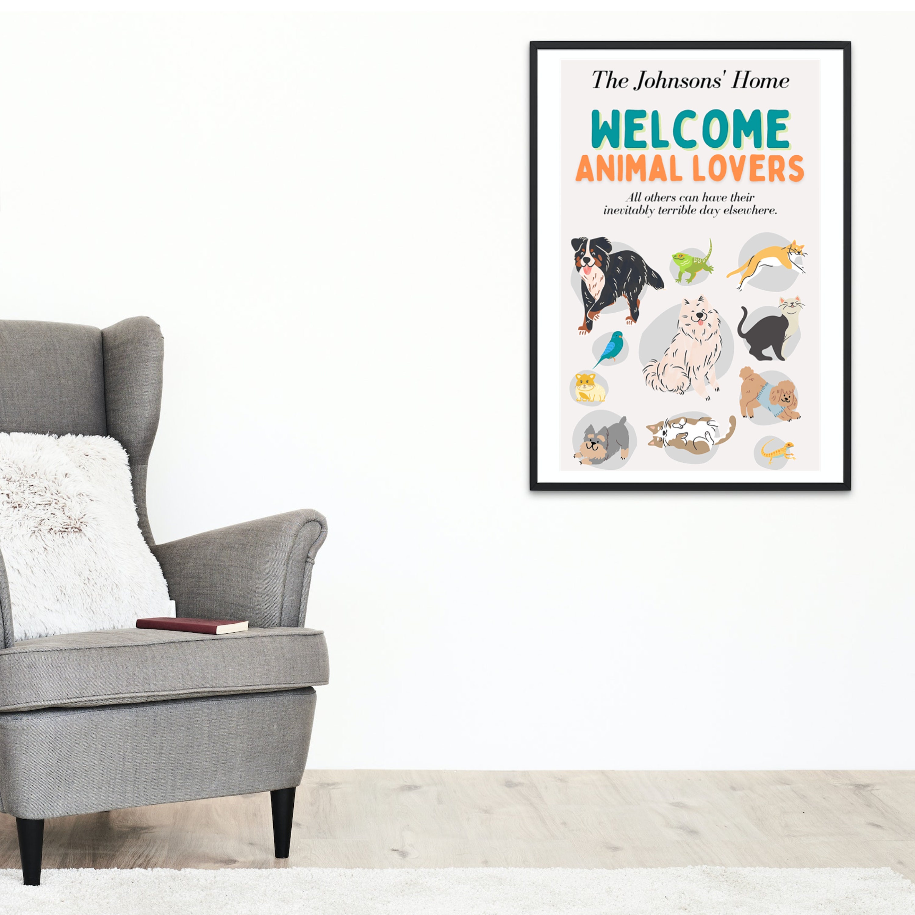 Personalized Animal Lovers Printable Sign | Pet Lovers Gift for Home ...