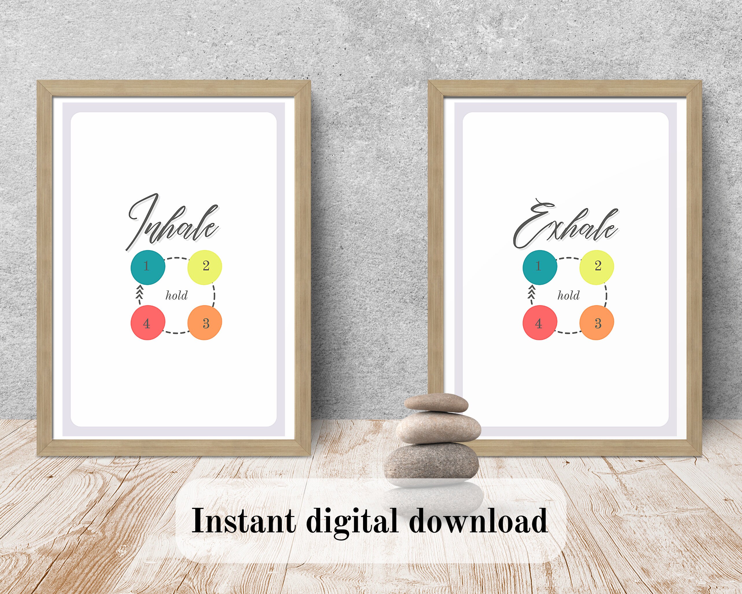 Inhale Exhale Wall Art Printable Set of 2 Mindfulness Poster Set ...