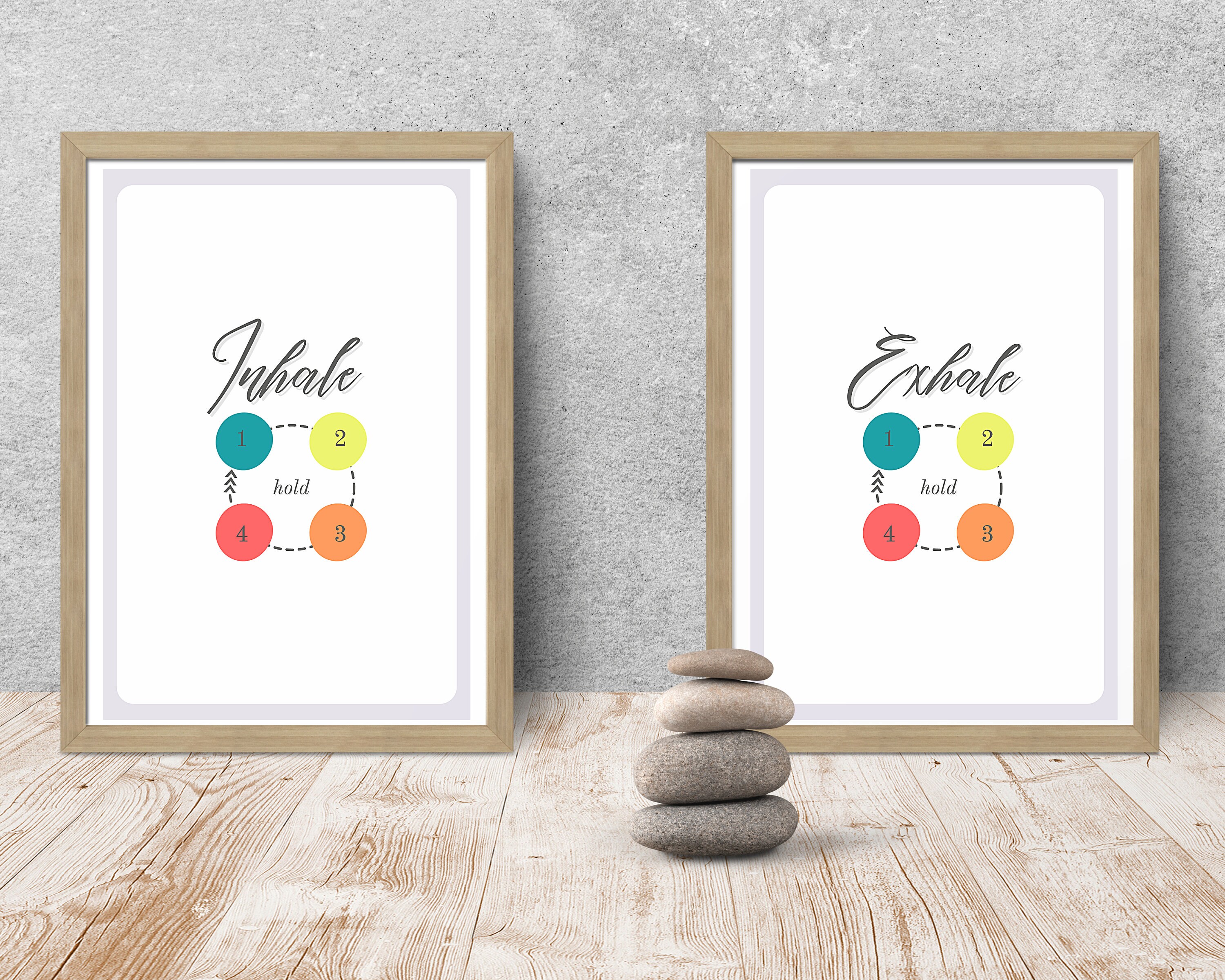 Inhale Exhale Wall Art Printable Set of 2 Mindfulness Poster Set ...
