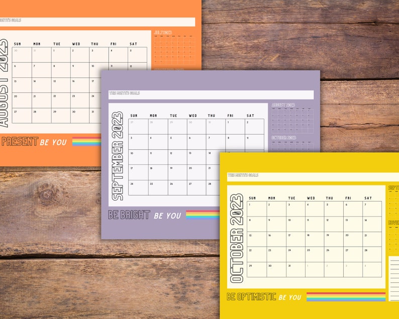 2023 Rainbow Inspirational Calendar Printable 12 Months Each - Etsy