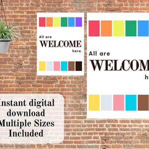 LGBTQ+ Welcome Sign Printable All Are Welcome Here Wall Art Inclusive ...